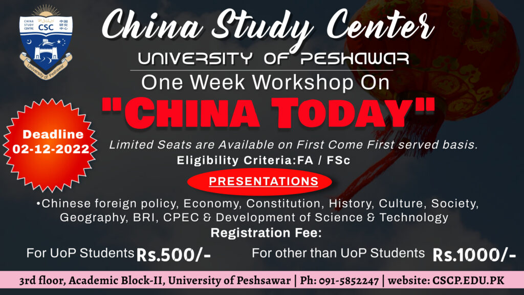 ONE WEEK WORKSHOP “CHINA TODAY” – China Study Centre